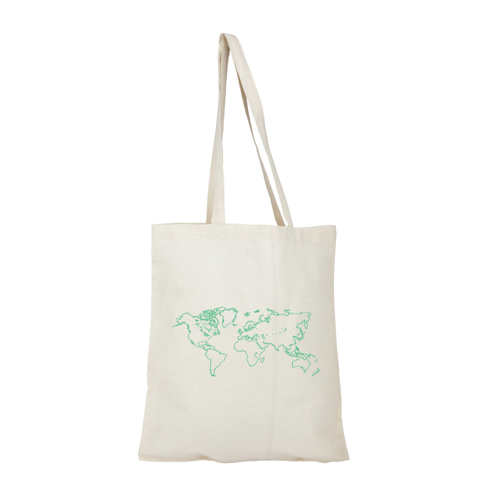 World Map Outlines Personalised Natural Cotton Tote Bag - ICE Gifts