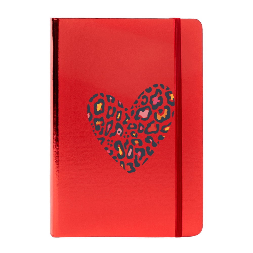 Leopard Print Heart Personalised Metallic Notebook - ICE Personalised Gifts